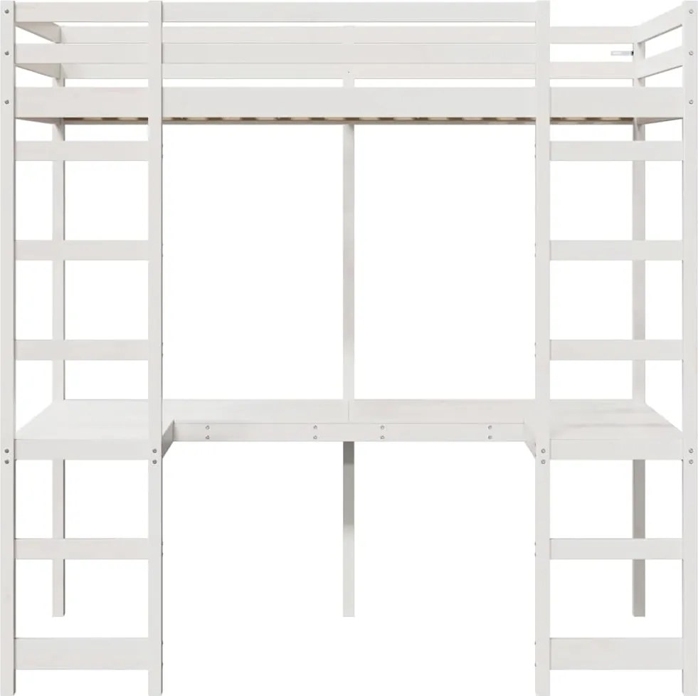 Rám postele loft Bílá 80 x 200 cm Masivní borové dřevo 3414553