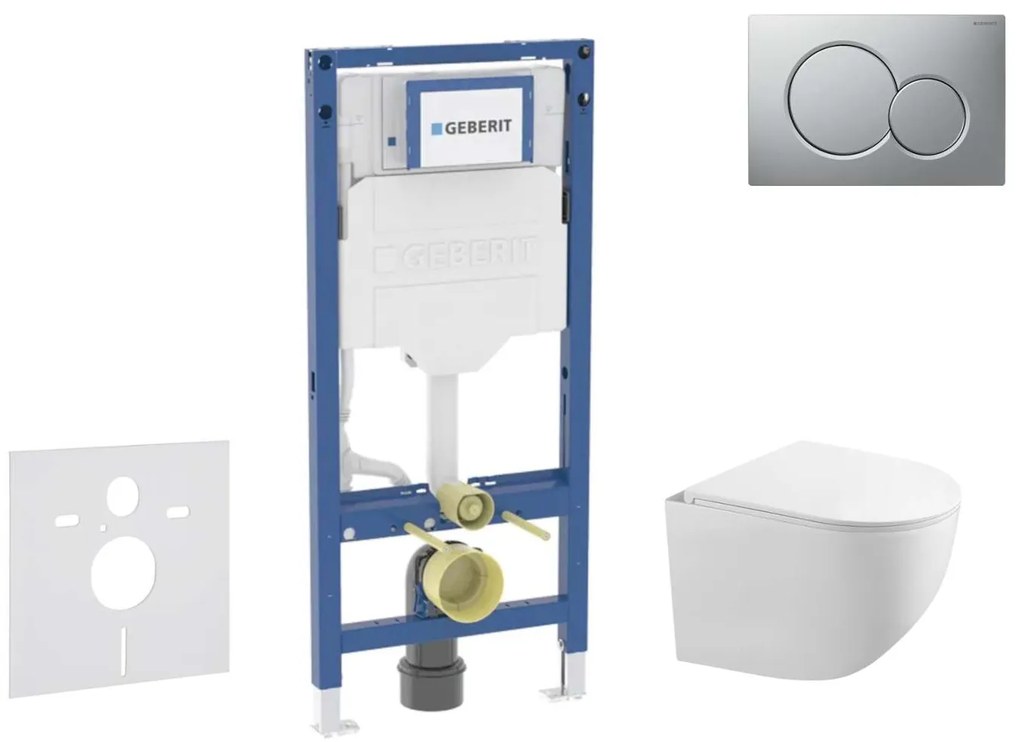 Geberit Duofix - Set předstěnové instalace, klozetu Gaia a sedátka softclose, tlačítko Sigma01, lakovaný matný chrom SANI11CA1129B