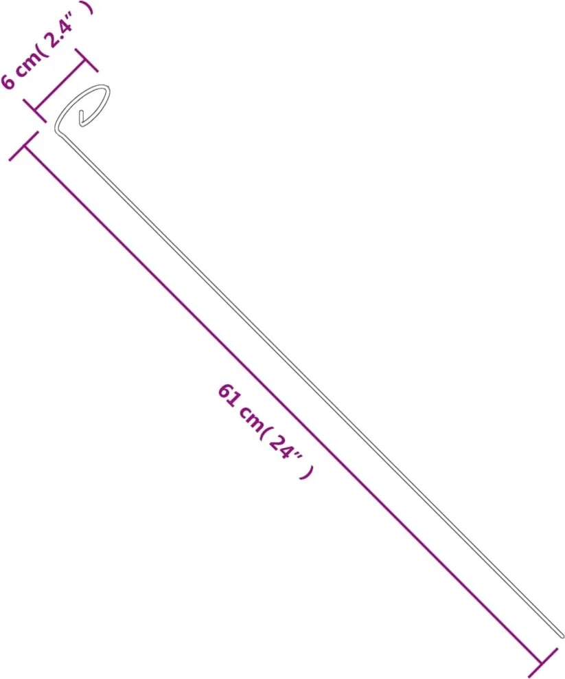 Tyčky k rostlinám 20 ks tmavě zelené 61 cm ocel 319364