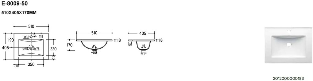 Comad Koupelnová skříňka s keramickým umyvadlem Line Reed Green 50 cm - zelená
