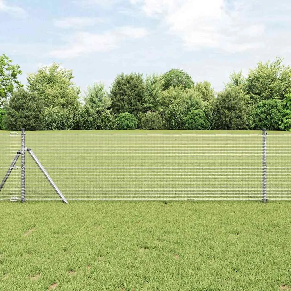 Zemní upevnění svařované drátěné ploty 100 x 0,5 m Stříbrná 3351662