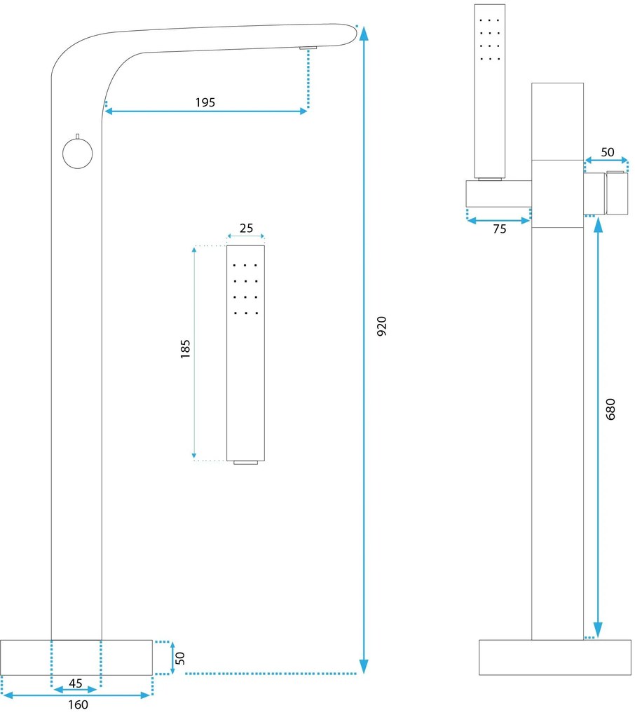 Volně stojící vanová baterie REA CLARK, chrom