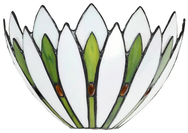 Nástěnná lampa Tiffany Bartina bílo zelená – 30x15x18 cm