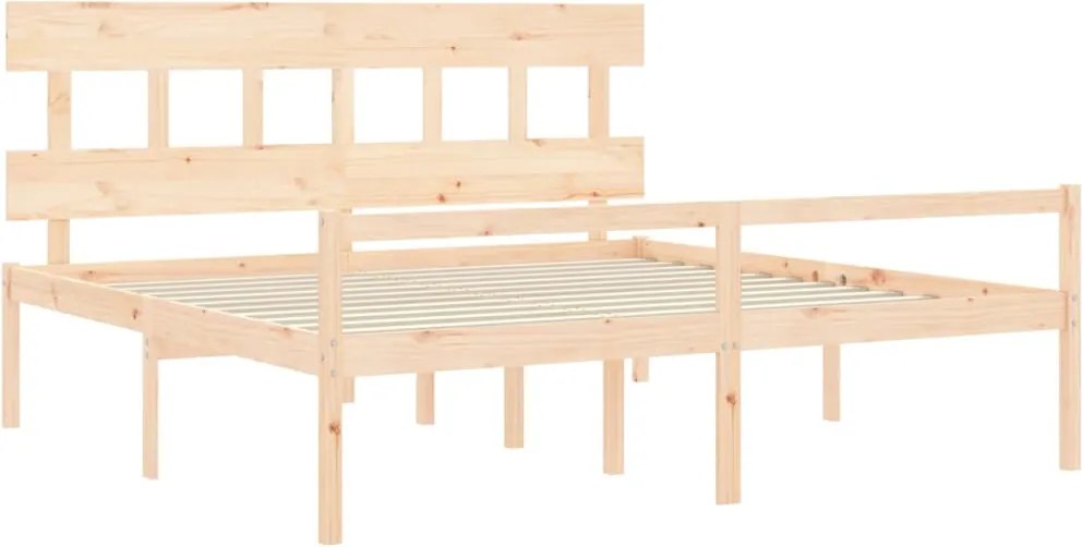 Postel s čelem pro seniory 200x200 cm masivní dřevo 3195436