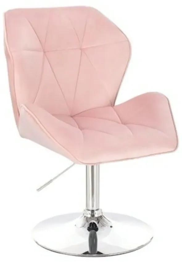LuxuryForm Židle MILANO MAX VELUR na stříbrném talíři - světle růžová