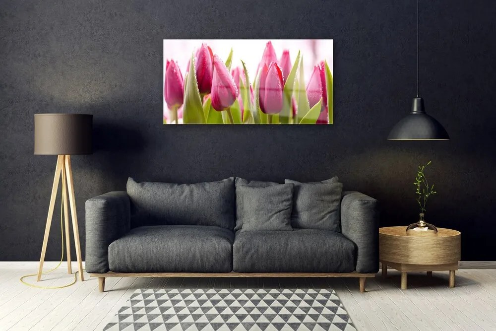 Obraz na skle Tulipány Květiny Rostlina 120x60 cm