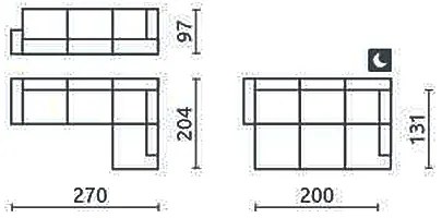Sedací souprava SEMPRE | 204x270 cm | LEVÁ | rozkládací + úložný prostor | VÝBĚR TKANIN