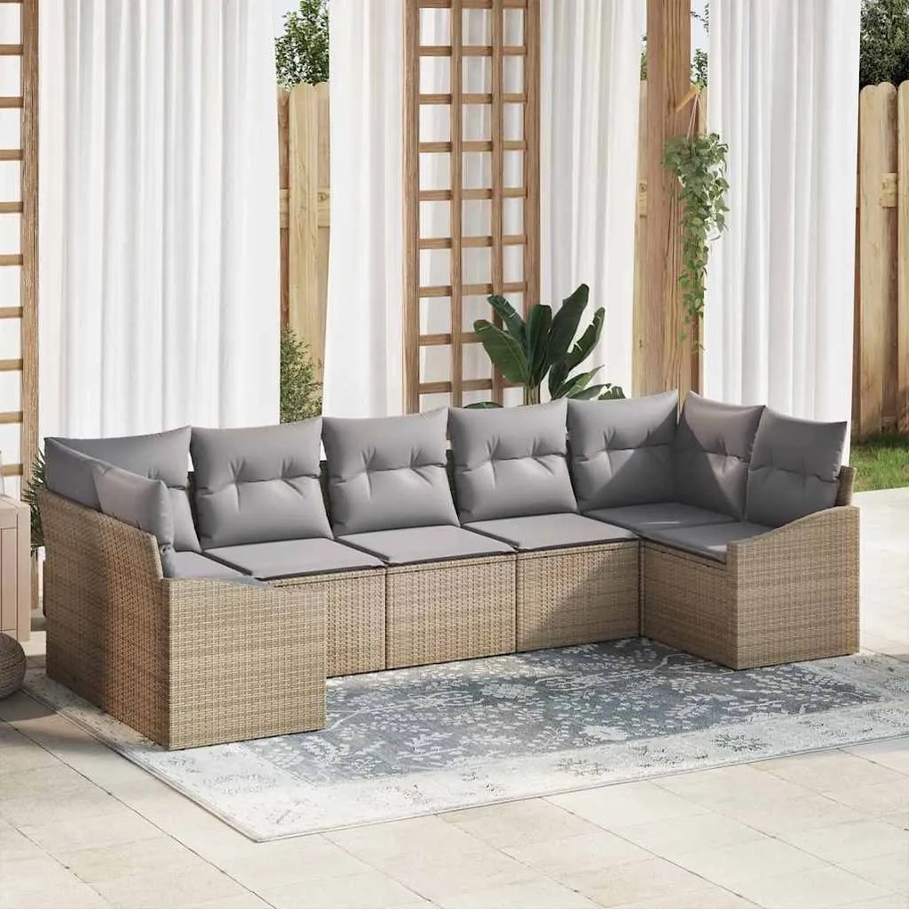 Set pohovek 7 ks Béžová polyratan 3346870
