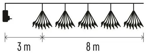 LED Vánoční řetěz 450xLED/11m teplá bílá