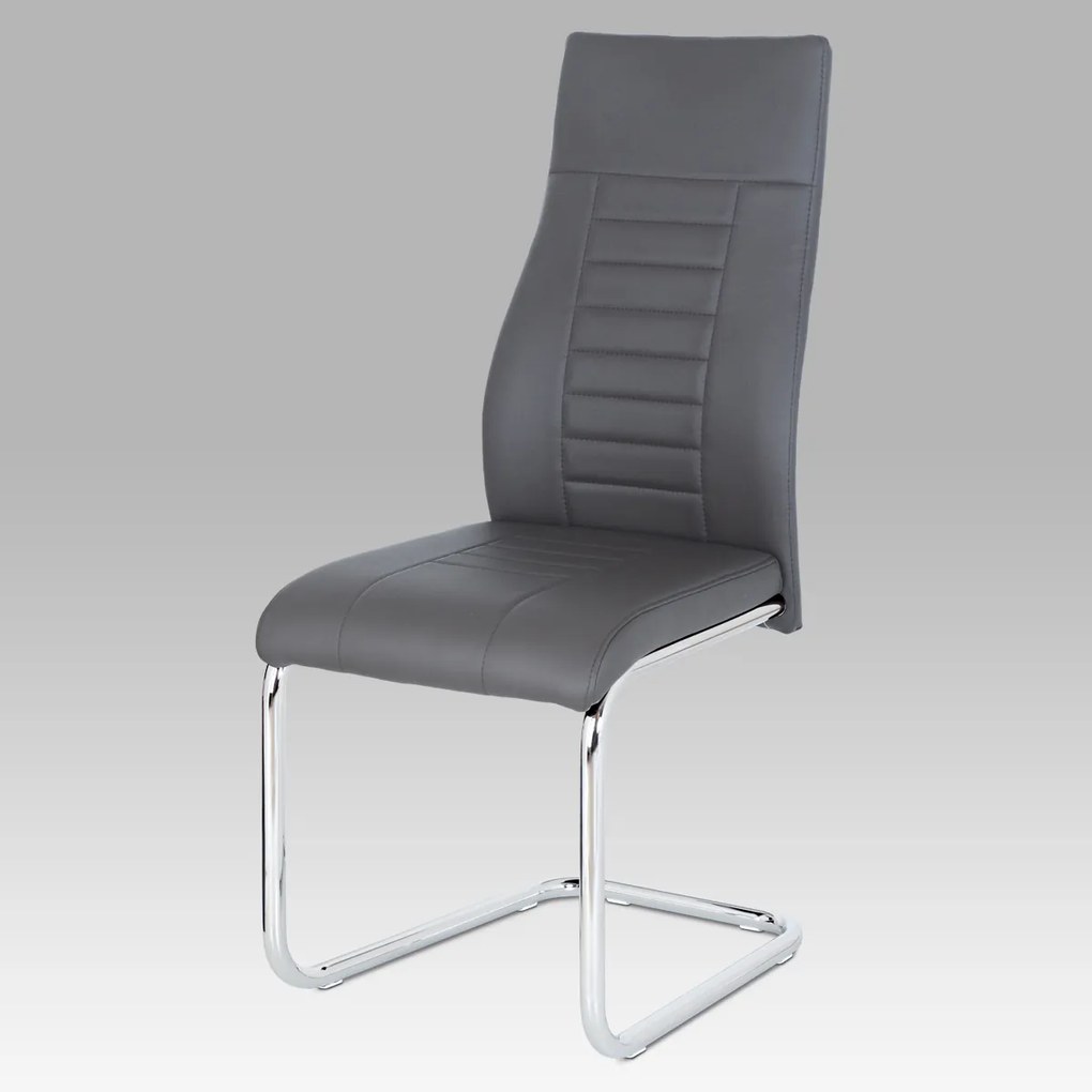 Artium Jídelní židle šedá koženka / chrom - HC-955 GREY