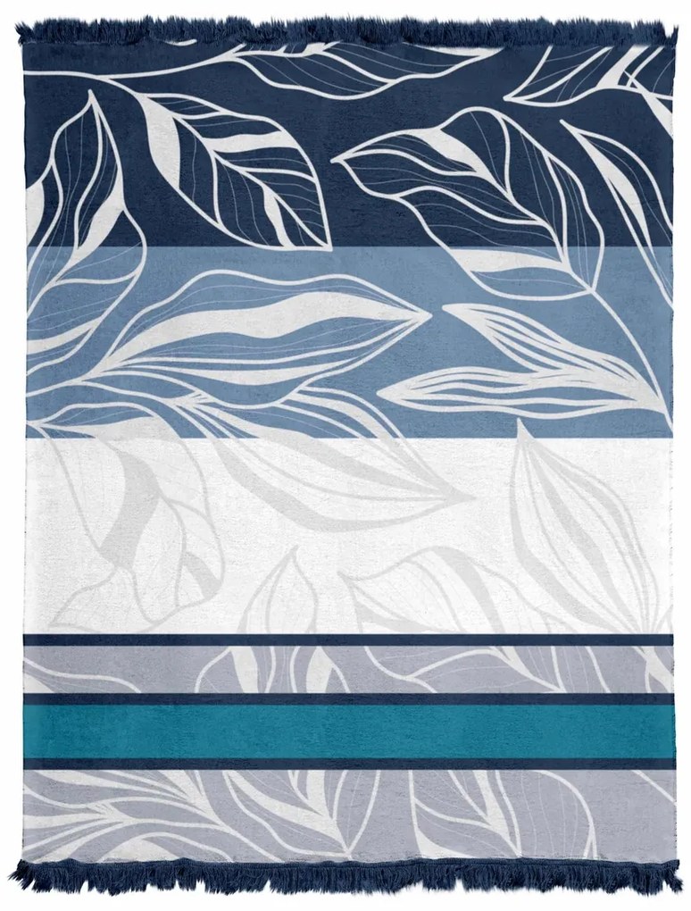Deka s třásněmi, Modro tyrkysová pohoda, 150 x 200 cm