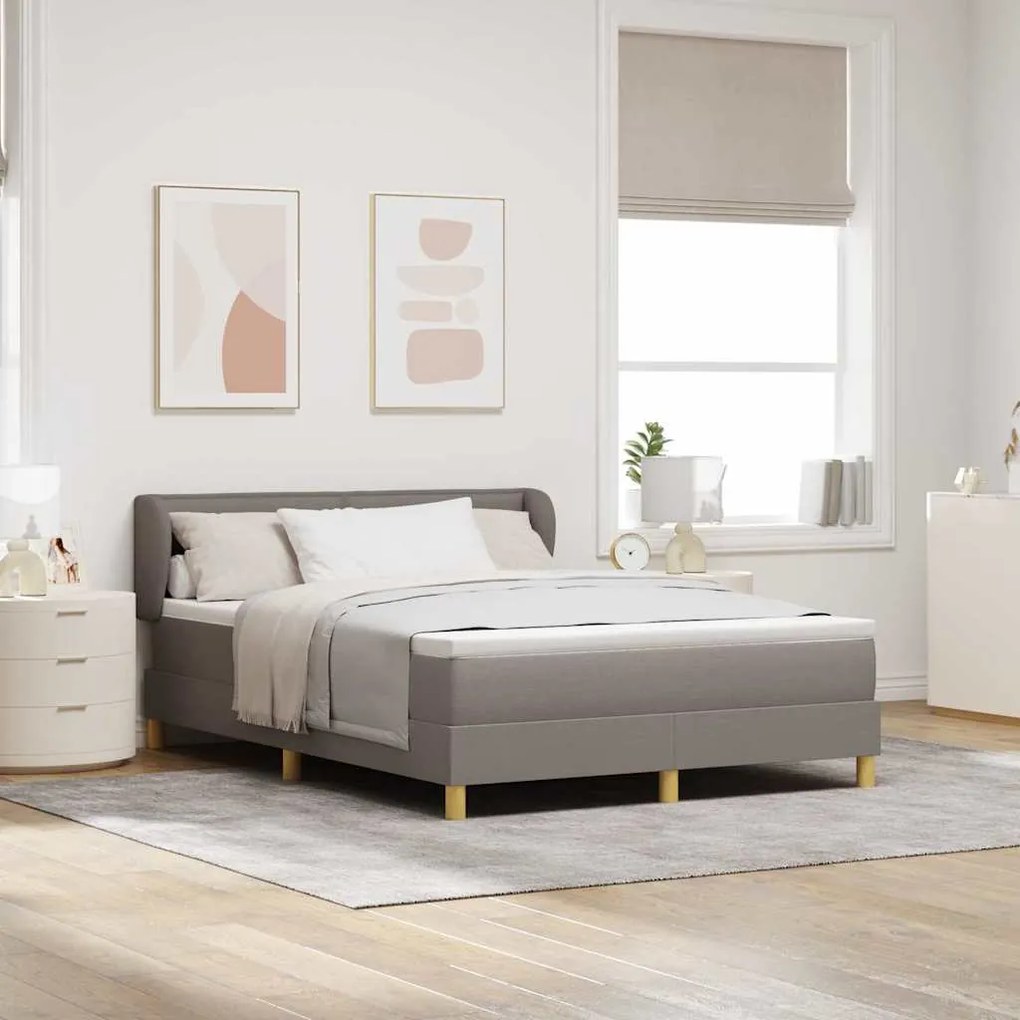 Postel s boxspringem s čelo Taupe 140 x 190 cm textil 3340147