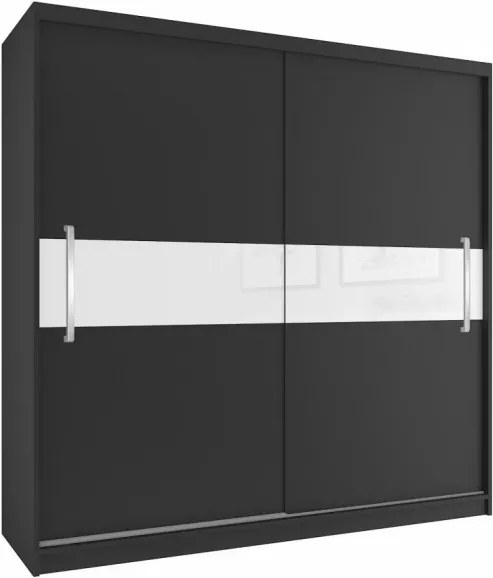 Luxusní šatní skříň s posuvnými dveřmi šířka 200 cm černý korpus 10