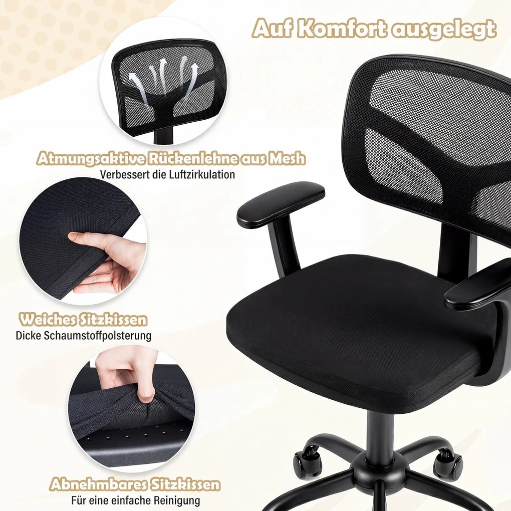 Costway Ergonomická dětská psací židle s nastavitelnou výškou a – černý