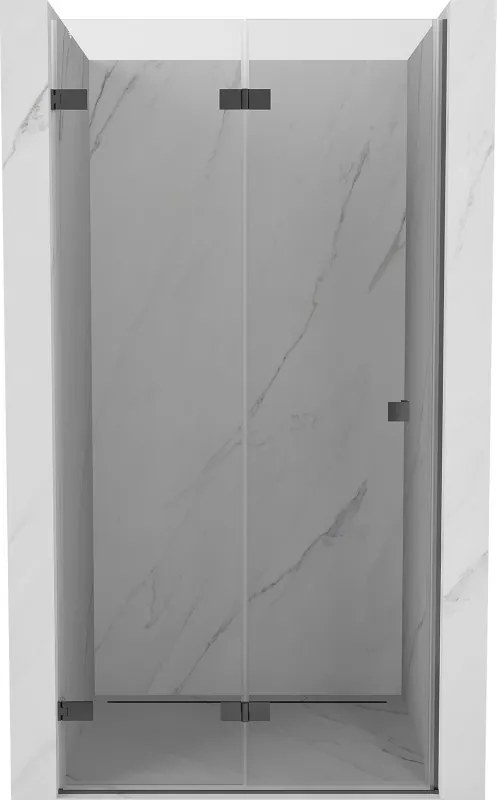 Mexen, Mexen Lunar-F skládací levé sprchové dveře 80 cm, transparentní, pistolový kov - 836-080-000-95-00-L
