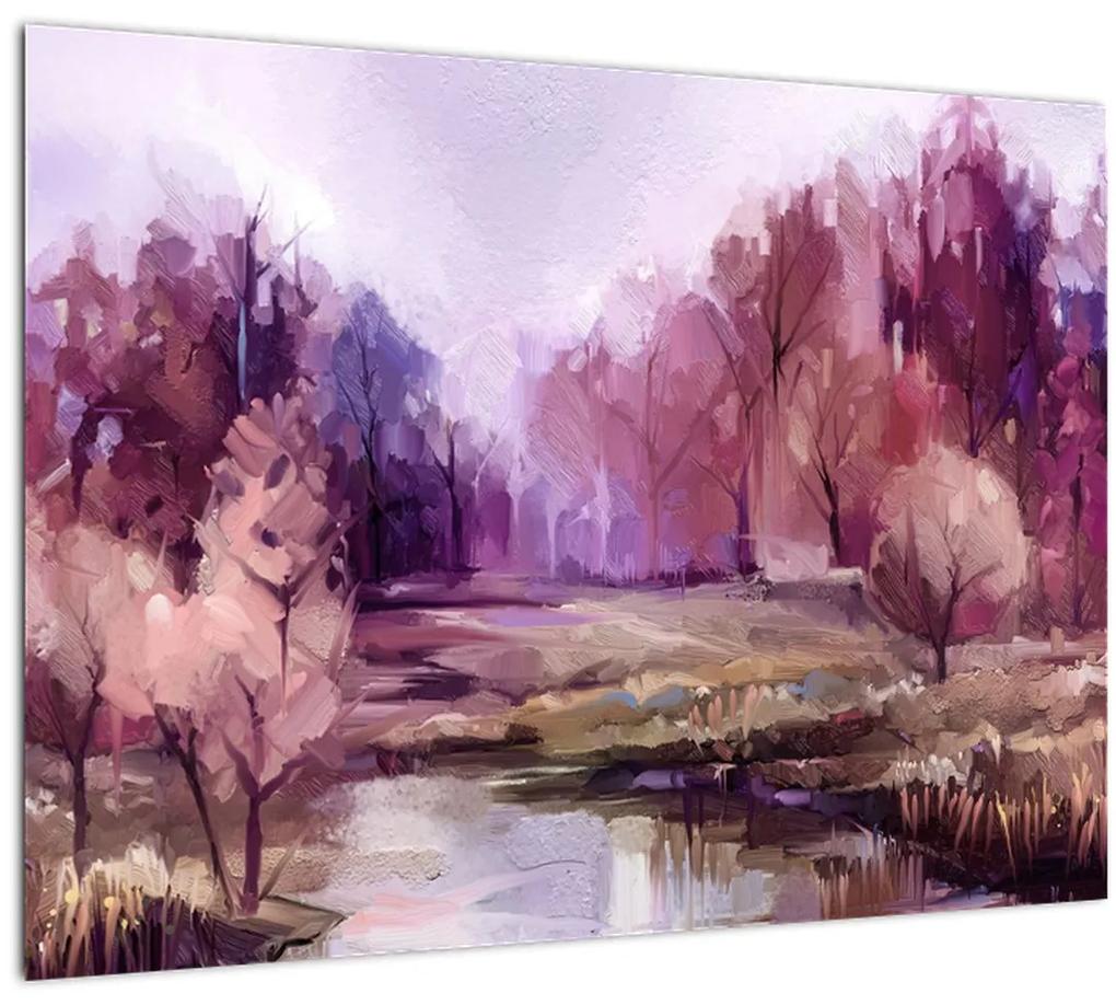 Skleněný obraz - Podzimní krajinomalba (70x50 cm)