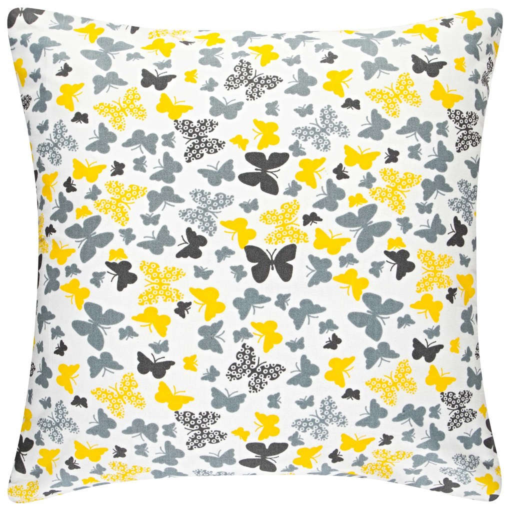 Bavlněný povlak na polštář Motýl žlutý Velikost: 40 x 40