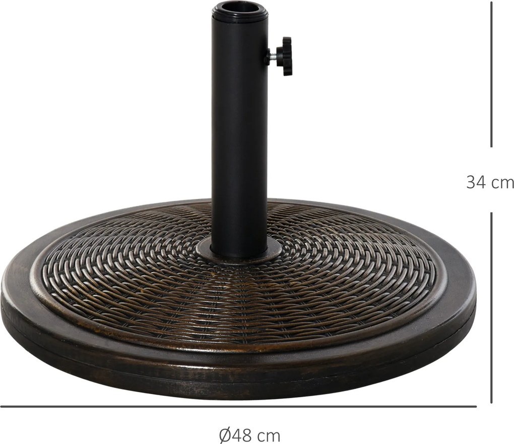 Cementový stojan na slunečník 14 kg Kulatý stojan na slunečník s ratanovým vzhledem pro slunečník o průměru trubky 35 mm/38 mm/48 mm