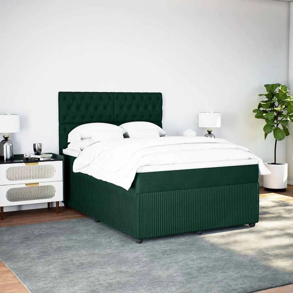 Box spring postel s matrací tmavě zelená 140x200 cm samet 3292367