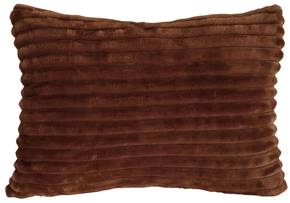 Polštář obdélníkový žebrovaný sametový 50 x 30 cm čokoládový hnědý Big Ribbed Present Time