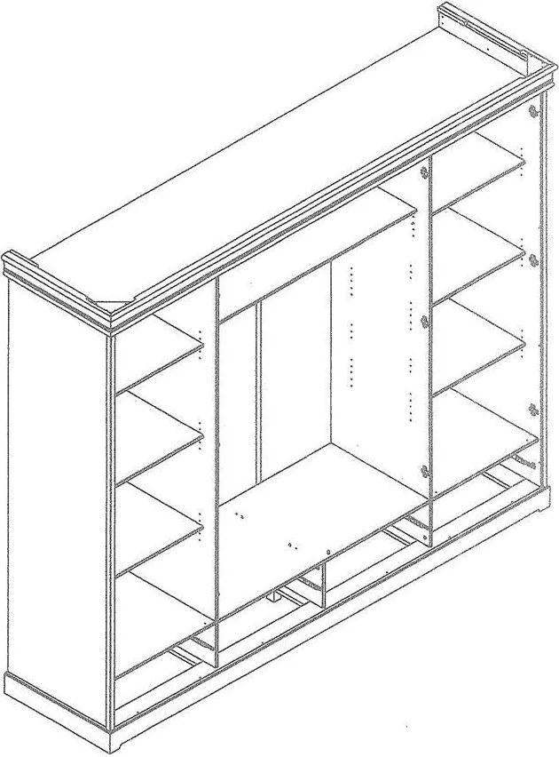 Massivo.cz Šatní skříň 4D Toskania se zásuvkami a zrcadlem, masiv, borovice, dekor bílá-medová