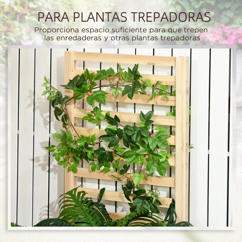 Outsunny Velký Dřevěný Zahradní Květináč s Trellis pro Popínavé Rostliny a 2 Vyvýšené Záhony pro Terasu a Balkon 230x60x110 cm Přírodní