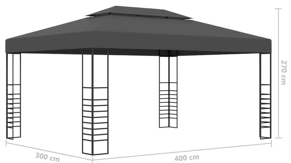 vidaXL Marketos Altán se světelnými LED řetězy 3 x 4 m antracitový