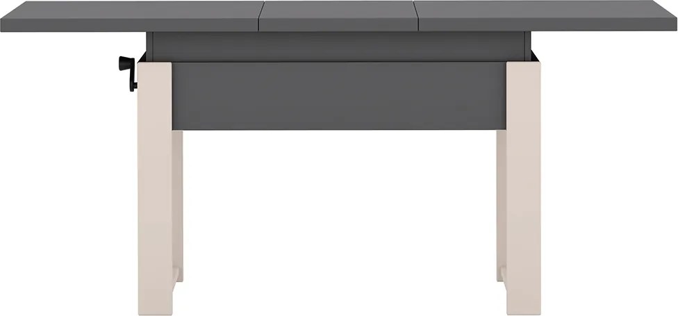 Rozkládací polohovací konferenční stolek HOGO 3v1 | 120-157x62,5-74,5x67 cm | síla horní desky 32 mm | tmavě šedá/nohy kašmír