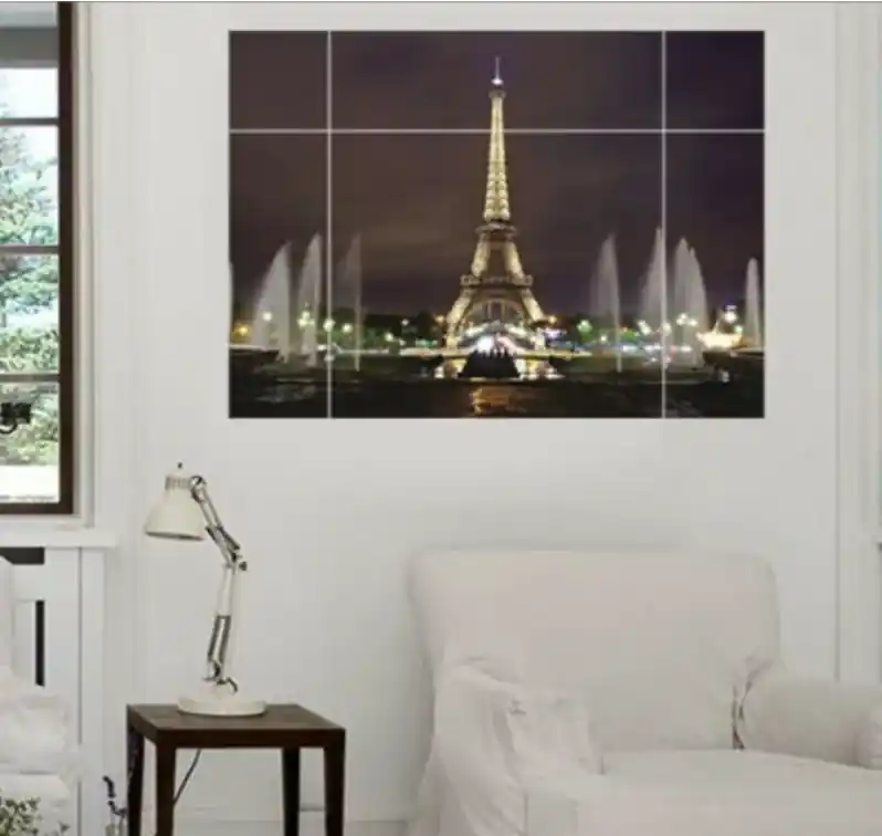Živá Zeď Samolepka na zeď Okno s výhledem na Eiffelovu věž | BIANO