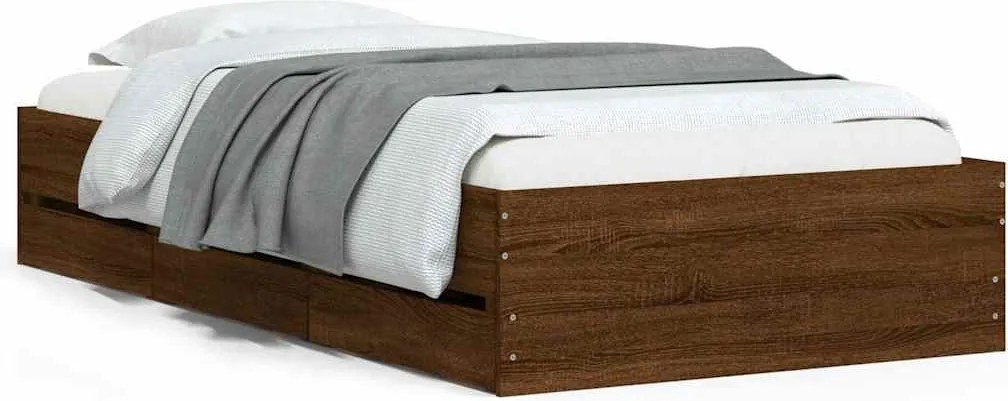 Rám postele se zásuvkami hnědý dub 90x200 cm kompozitní dřevo 3207300