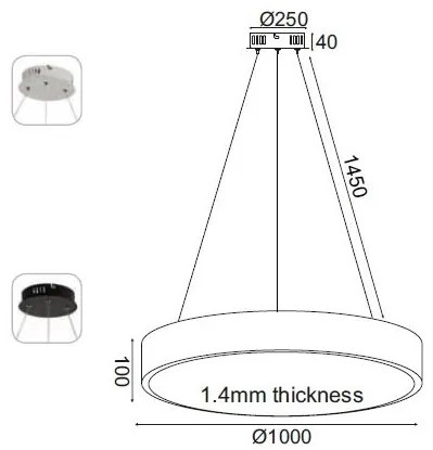 ACA DECOR LED závěsné svítidlo OPTIMUS 100W/230V/3000K/8000Lm/120°/IP20, Flicker free, kruhové bílé