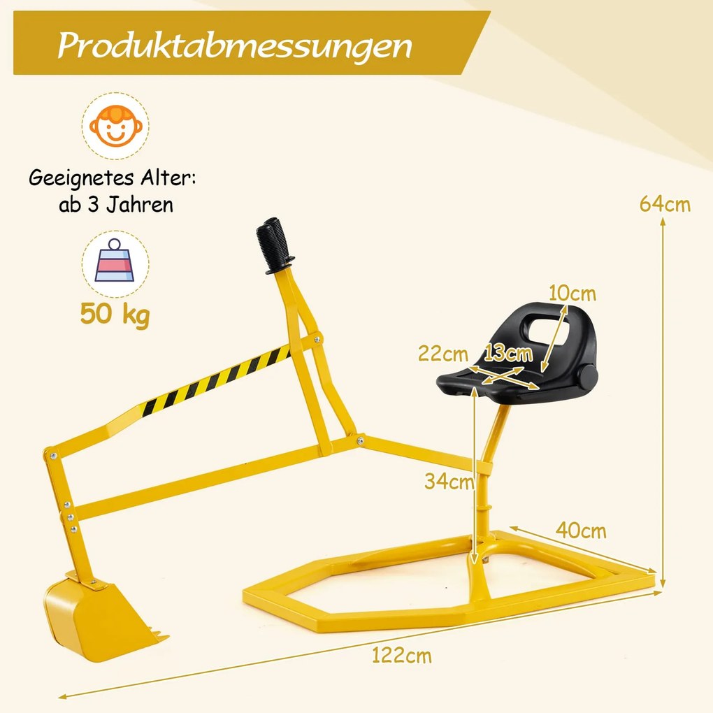 Costway Sedačkové rypadlo 360° otočné rypadlo pro sezení na kovovém rypadlovém