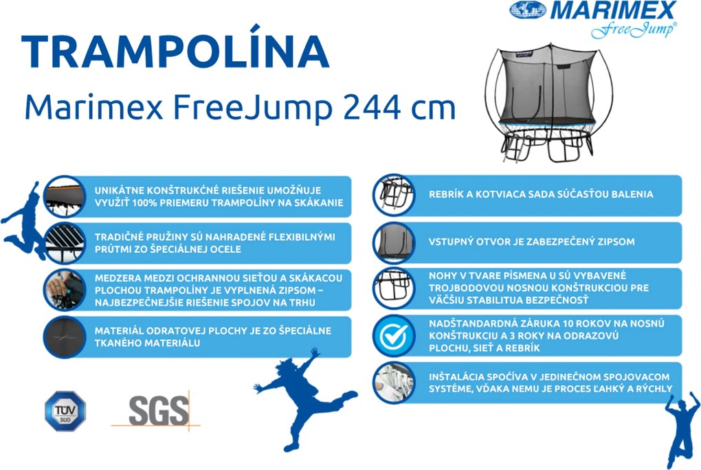 Marimex | Trampolína Marimex FreeJump 244 cm + ochranná síť + schůdky + kotvicí sada ZDARMA | 19000107