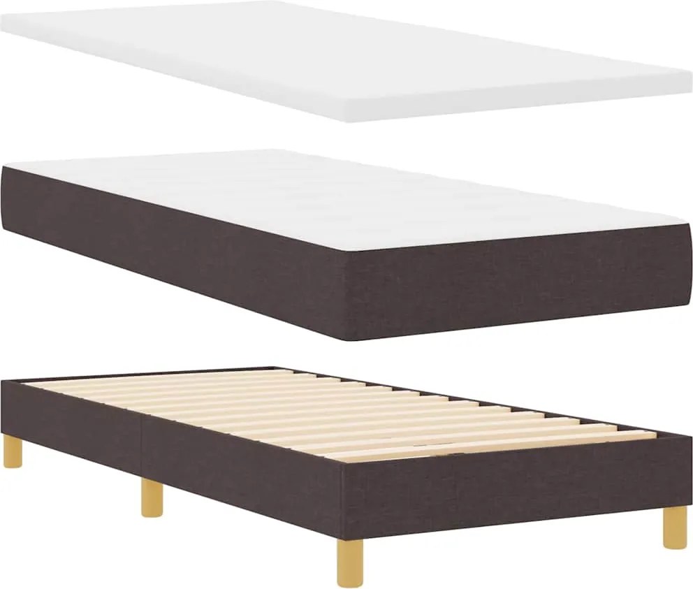 Postel s boxspringem s čelo Tmavě hnědá 200 x 100 cm textil 3341282
