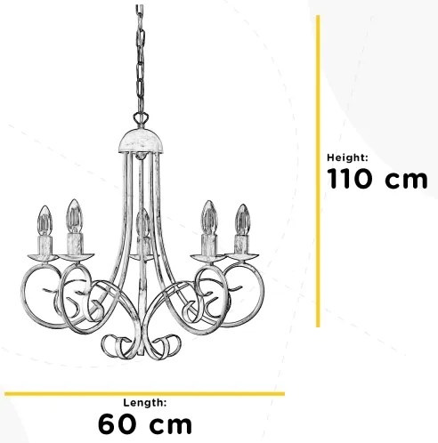 ONLI - Lustr na řetězu POMPEI 5xE14/6W/230V krémová