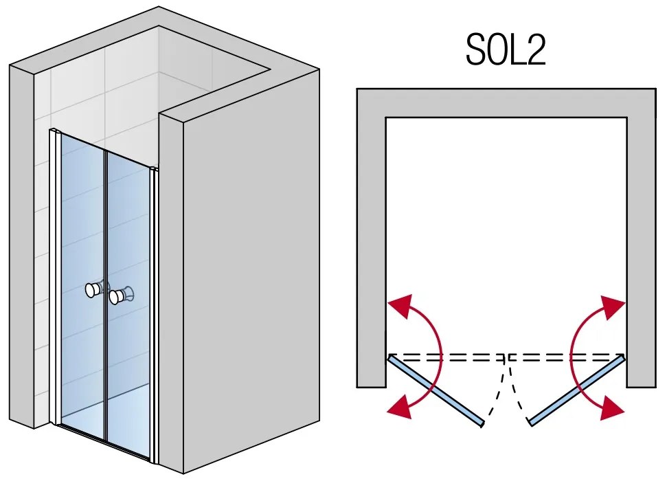 Ronal (Sanswiss) Ronal, SOLINO dvoukřídlé dveře SOL2 Šířka: 120 cm, Sklo: 87 Screen
