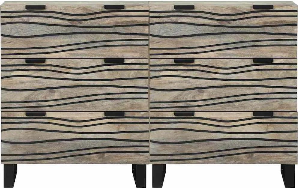 Sestava komody 2 ks Bílá 120 x 33 x 75 cm Masivní mangové dřevo 3310046