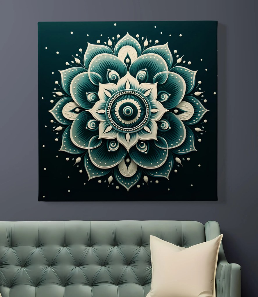 Obraz na plátně - Smaragdová mandala FeelHappy.cz Velikost obrazu: 40 x 40 cm