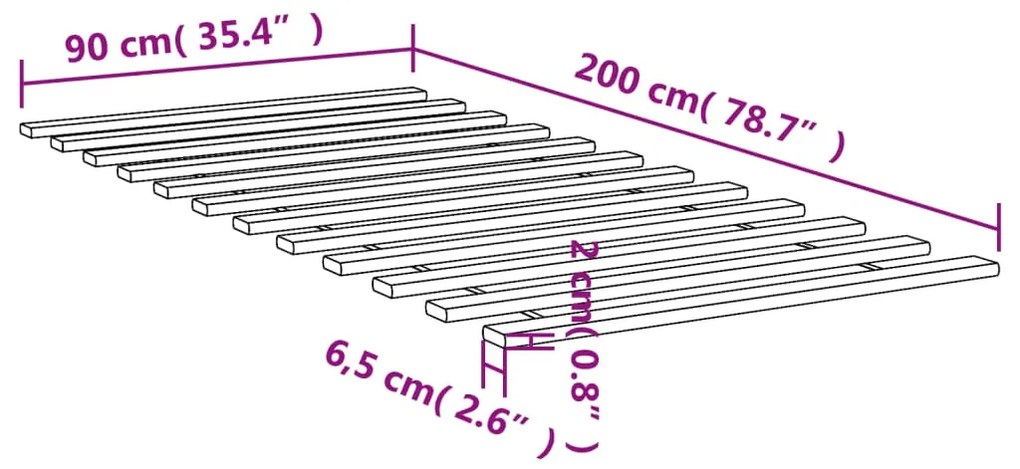 Lamelový rošt 90 x 200 cm masivní borové dřevo - Default Title