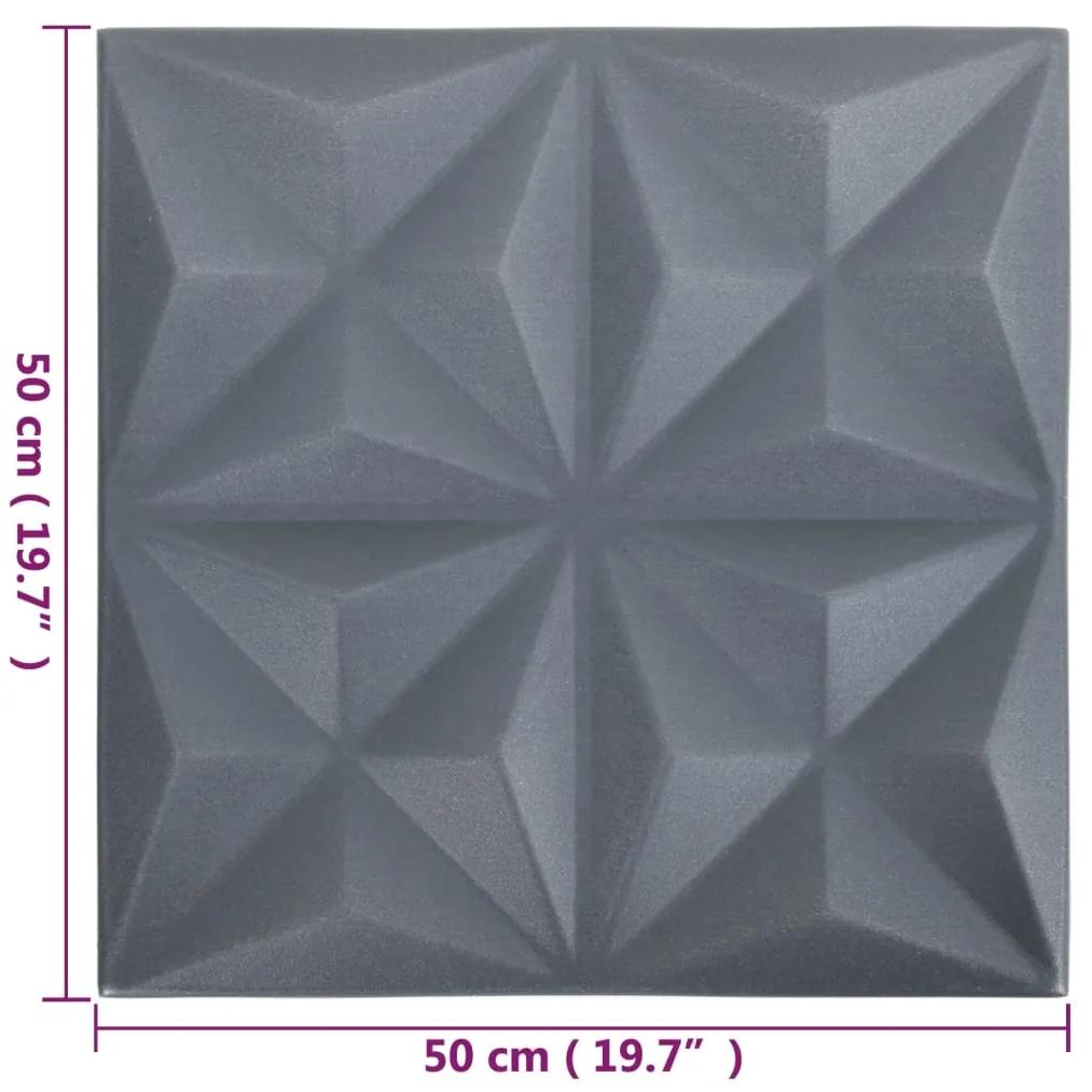 3D nástěnné panely 48 ks 50 x 50 cm origami šedé 12 m²,  150922