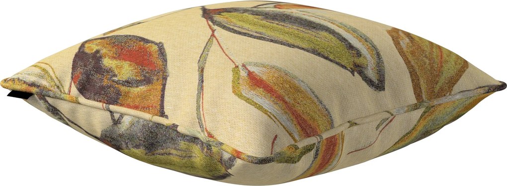 Gabi - potah na polštář šňůrka po obvodu barva béžová látka pletený vzor, vzorované