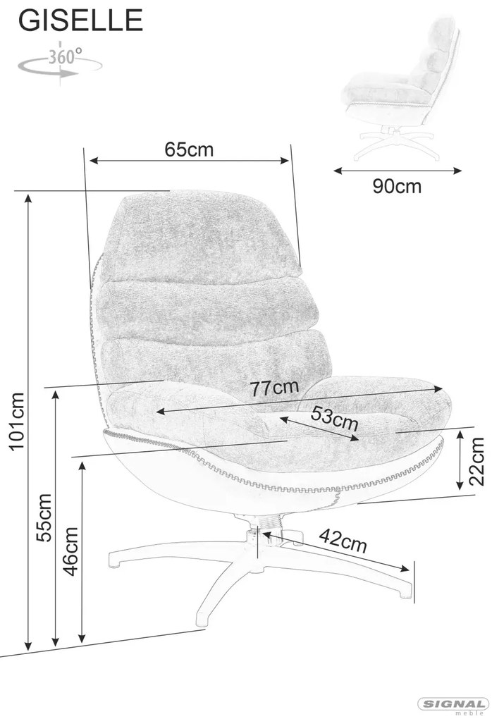 Otočné designové lounge křeslo GISELLE černé