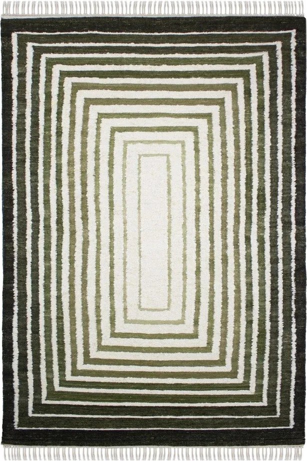 Zelený ručně tkaný koberec s příměsí vlny 140x200 cm Boucle Frame – Flair Rugs