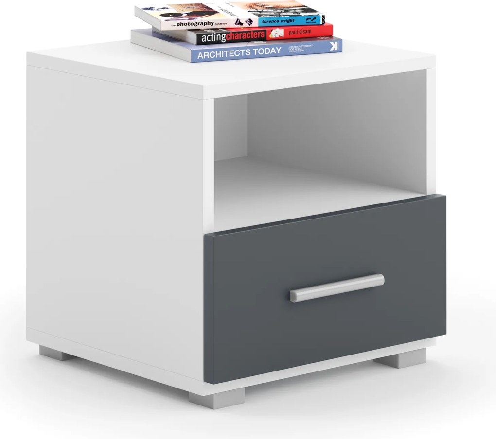 ADRK Furniture Noční stolek se zásuvkou EMI NS-EMI-W+GR-L001