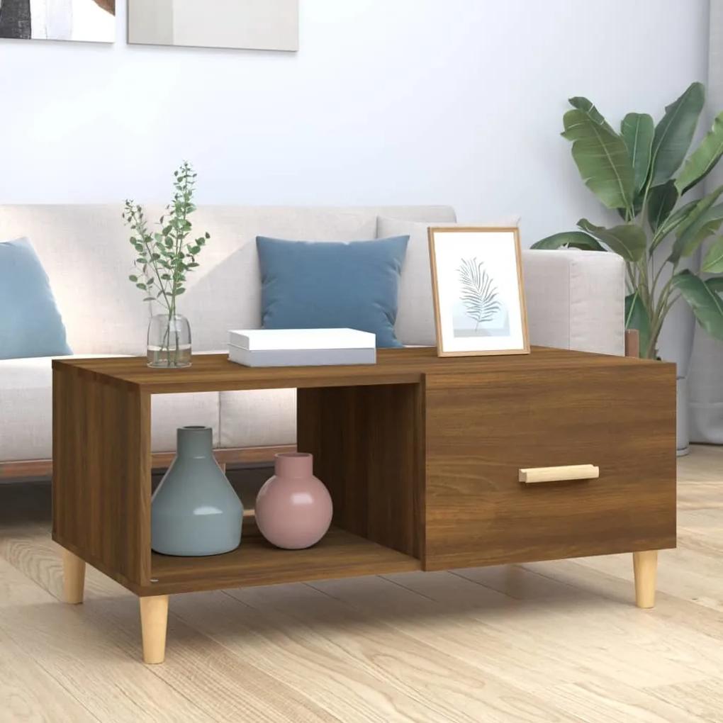 vidaXL Konferenční stolek 89,5x50x40 cm kompozitní dřevo [817515] Barva: bílá s vysokým leskem