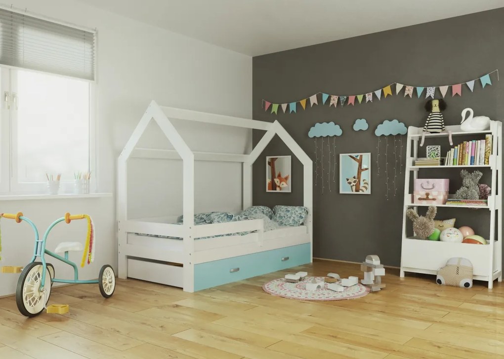 AMI nábytek Dětská postel DOMEČEK D3 80x160cm masiv bílá