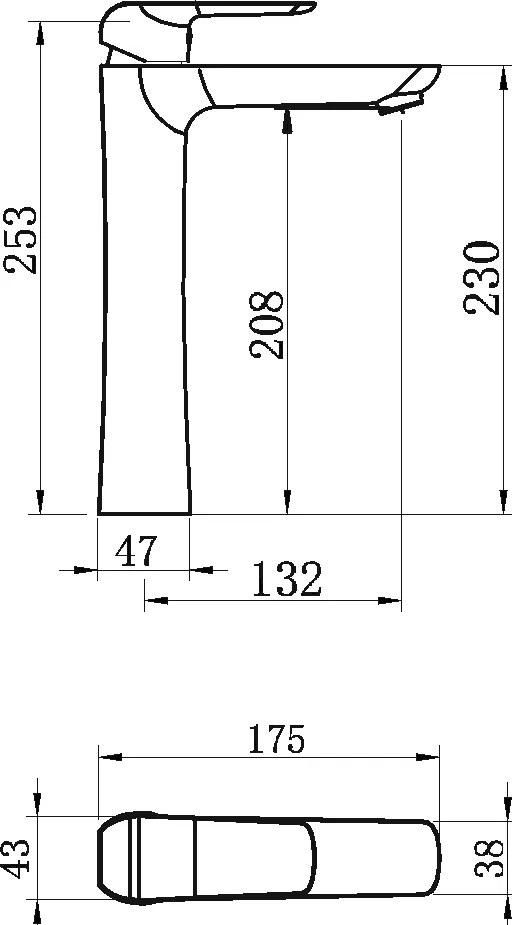 Novaservis Tina, Vysoká umyvadlová baterie bez odpadové soupravy černá, 38501/1,5