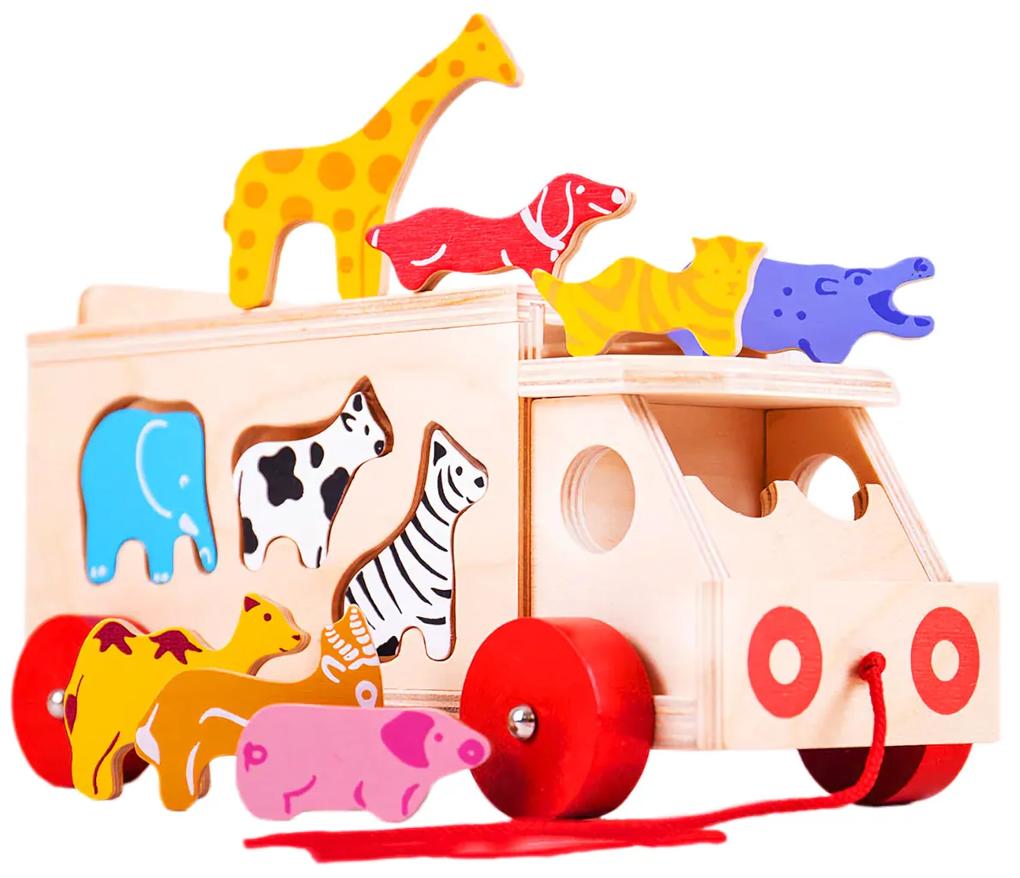 Bigjigs Toys Dřevěné auto se zvířátky