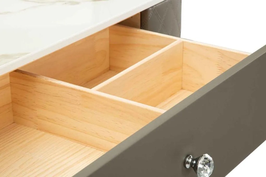 Designový toaletní stolek s taburetkou Pembroke II šedý