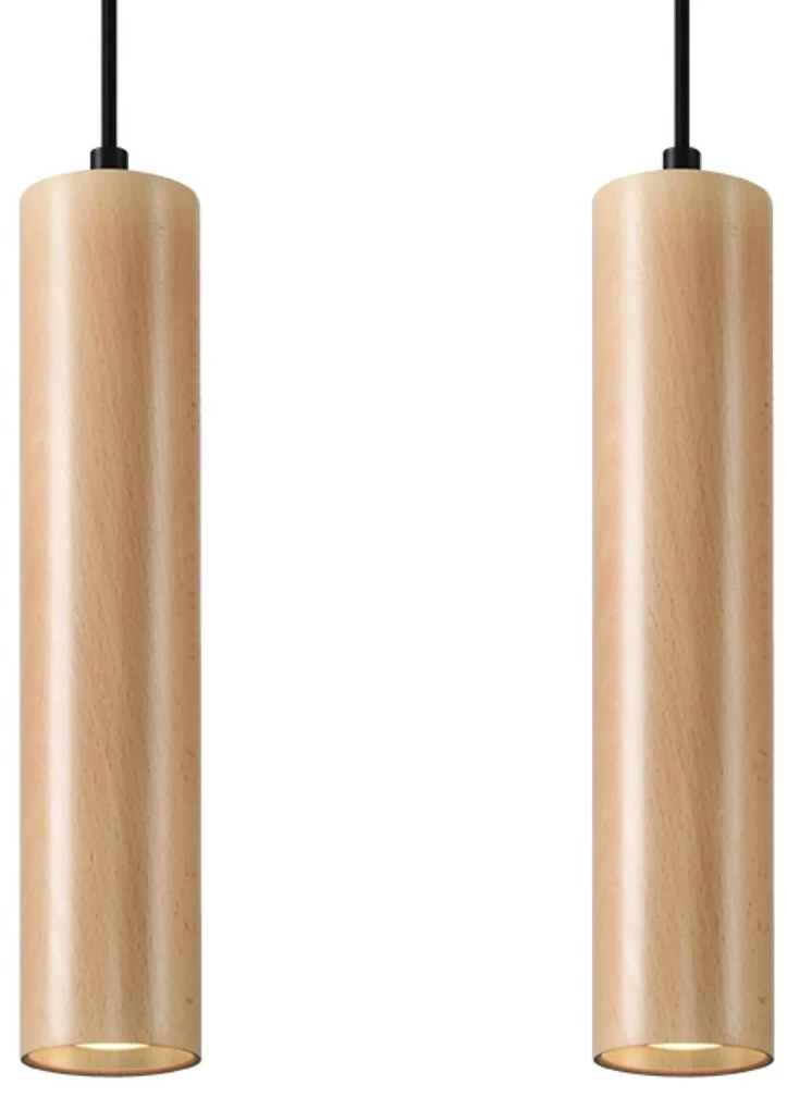Závěsné svítidlo Lino 2, 2x dřevěné stínítko